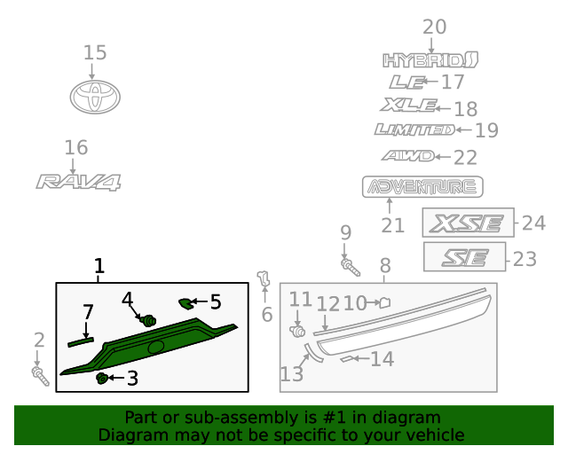 2019-2024 Toyota Finish Panel 76801-0R904 | Toyota Parts Center