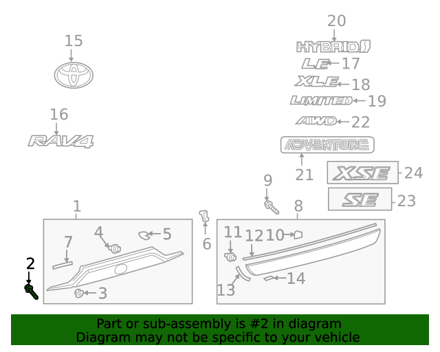90105-06344 - Lift-Gate Finish Panel Bolt - 2016-2023 Toyota | OEM ...