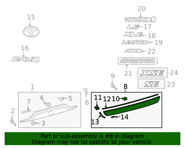 76802-42170-C0 - Lower Trim - 2019-2024 Toyota | OEM Genuine Toyota Parts
