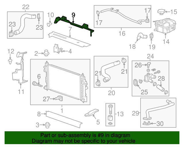 2013-2016 Chevrolet Radiator Air Upper Deflector 20789654 GM ...