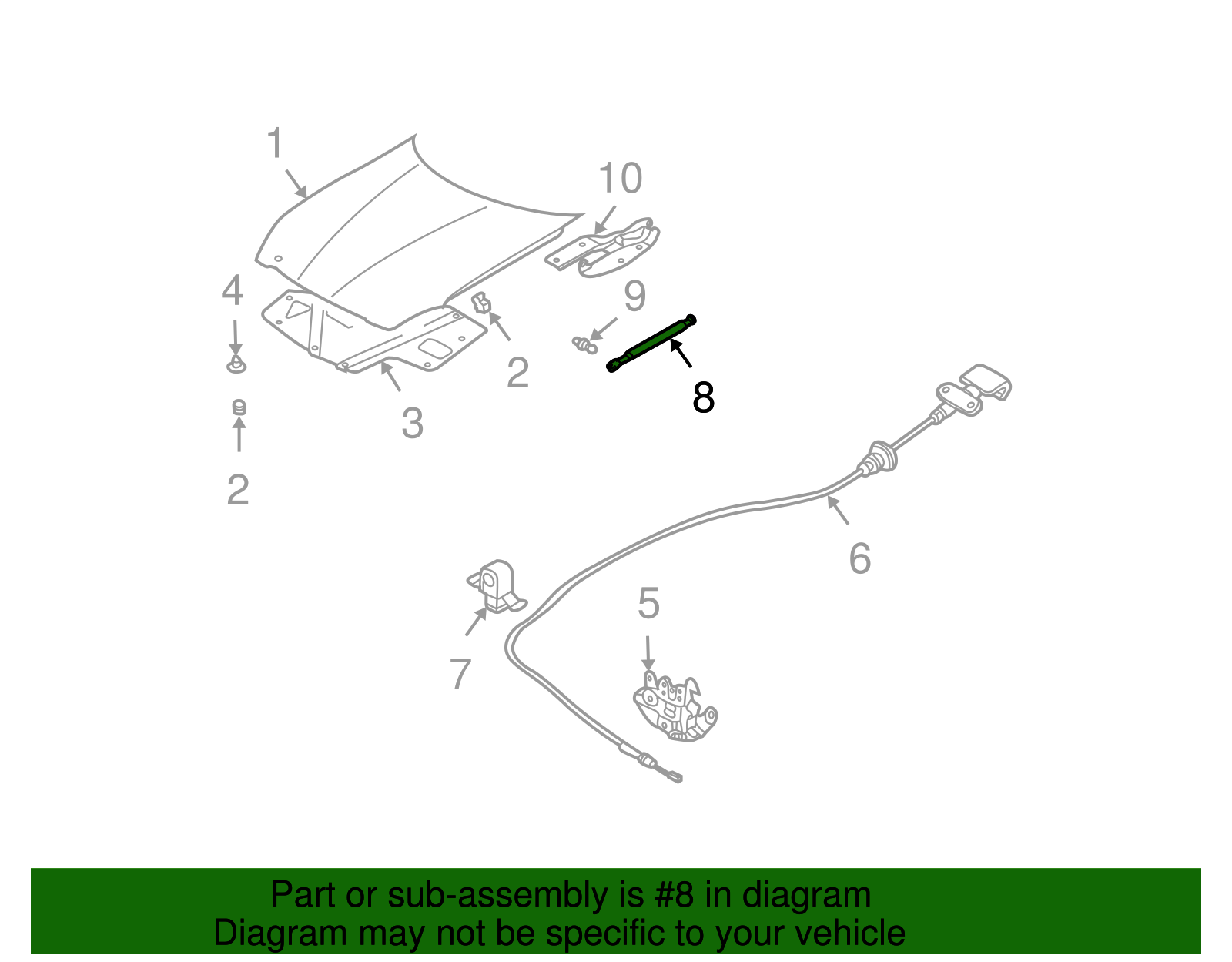 2004-2006 Nissan Maxima Support Cylinder 65471-7Y010 | Nissan Parts Central