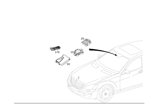 Sensors, Camera and Switch Behind Windshield for 2011 Mercedes-Benz S63 ...