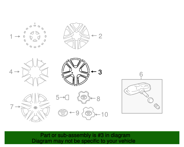 42611-42280 - Wheel Alloy 5 Spoke 18 inch 2006-2010 Toyota RAV4 ...