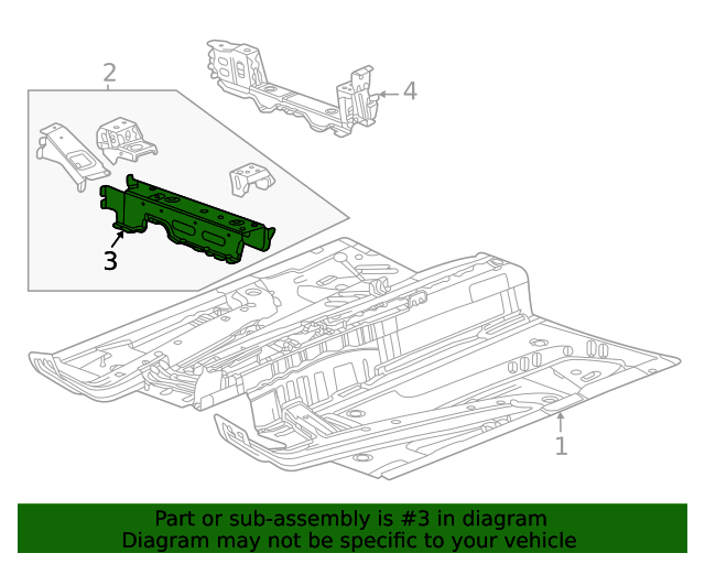 84182967 - Driver Side Floor Panel Number 2 Cross Bar 2019-2023 GM ...