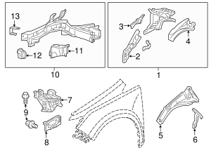 04684-TK8-A00ZZ - Member Set, L Front Bulkhead Side - 2011-2013 Honda ...