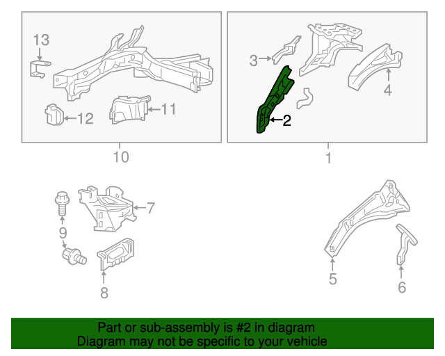 2014-2017 Honda Odyssey Member Set, L Front Bulkhead Side 04684-TK8 ...