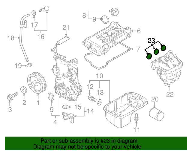 2014-2024 Mitsubishi Manifold Gasket 1540A385 | Mitsubishi Parts Warehouse