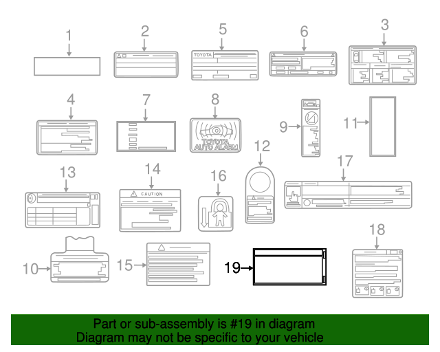 42668-0E010 - Spare Tire Label - 2016-2021 Toyota | OEM Genuine Parts