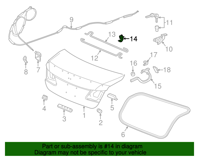 74873-T2A-003 - Clip, Trunk Open Spring - 2013-2021 Honda | Genuine ...