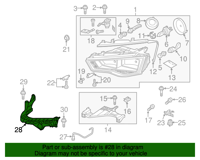 8K0-805-608-B - Headlight Bracket 2013-2016 Audi | AutoNationParts.com