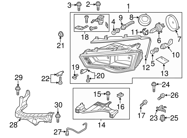 2013-2016 Audi Headlamp Assembly 8K0-941-004-AD | OEM Vehicle Parts