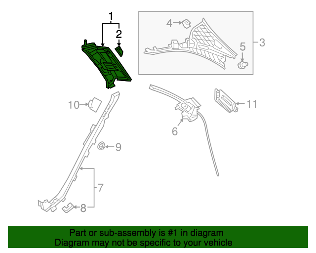 213-690-55-25-9H93 - Upper Pillar Trim 2017-2023 Mercedes-Benz ...