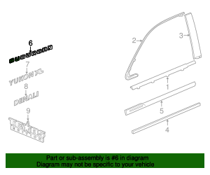 2007-2020 GM Bright Chrome Front Side Door Suburban Name Plate 15825694 ...