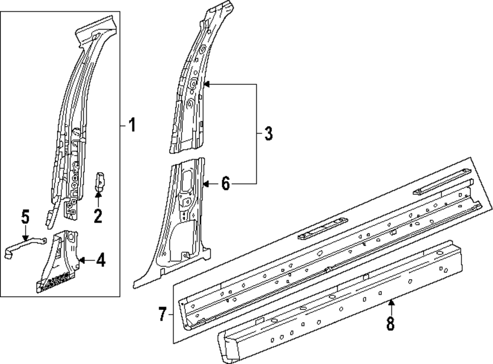 OEM GM Center Pillar Reinforced For 2024-2025 GM - Part No. 26484617 ...