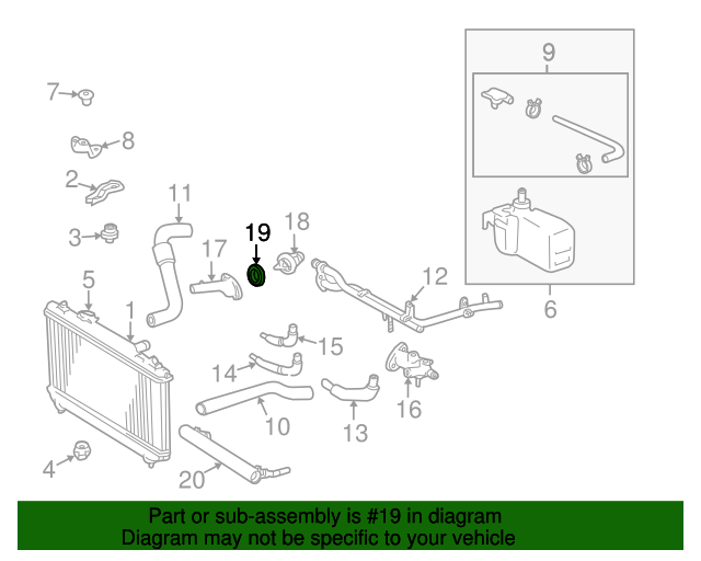 16325-63011 - Gasket, Water Inlet Housing, No. 1 - 1984-2001 Toyota ...