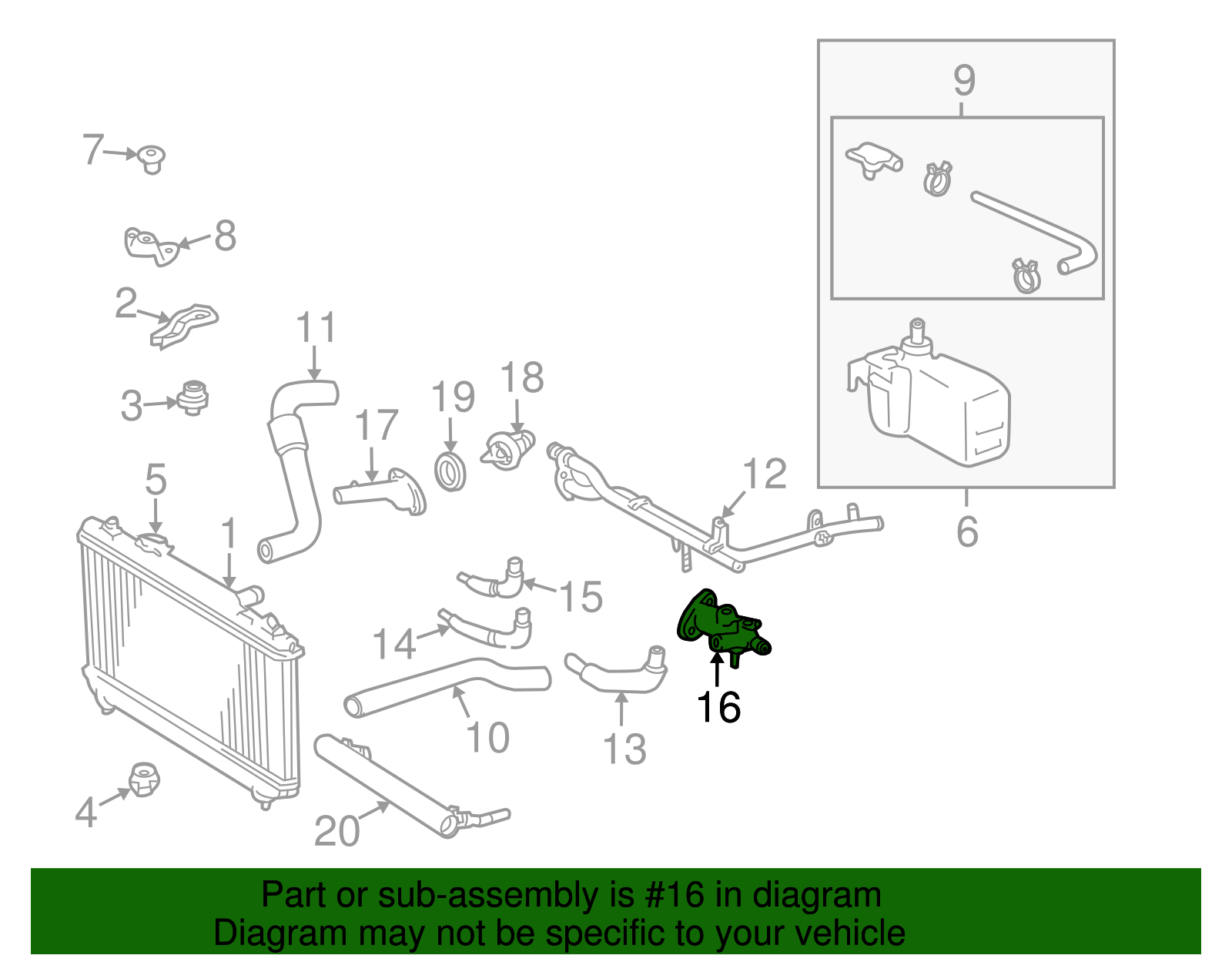 1992-2001 Toyota Water Outlet 16331-74220 | Toyota Parts Center