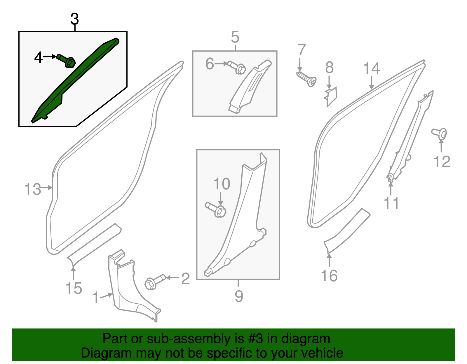76911-9AN0A - 2015-2017 Nissan Sentra - Windshield Pillar Trim | Anicra ...
