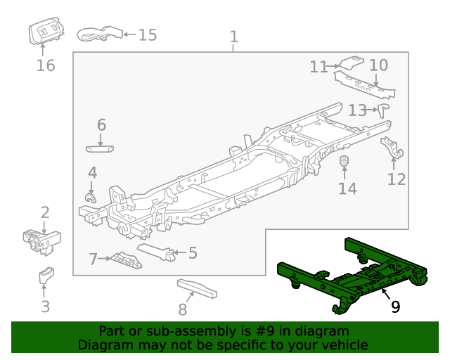 2014-2019 GM Front Half Frame 84392069 GM | GMPartsDirect.com