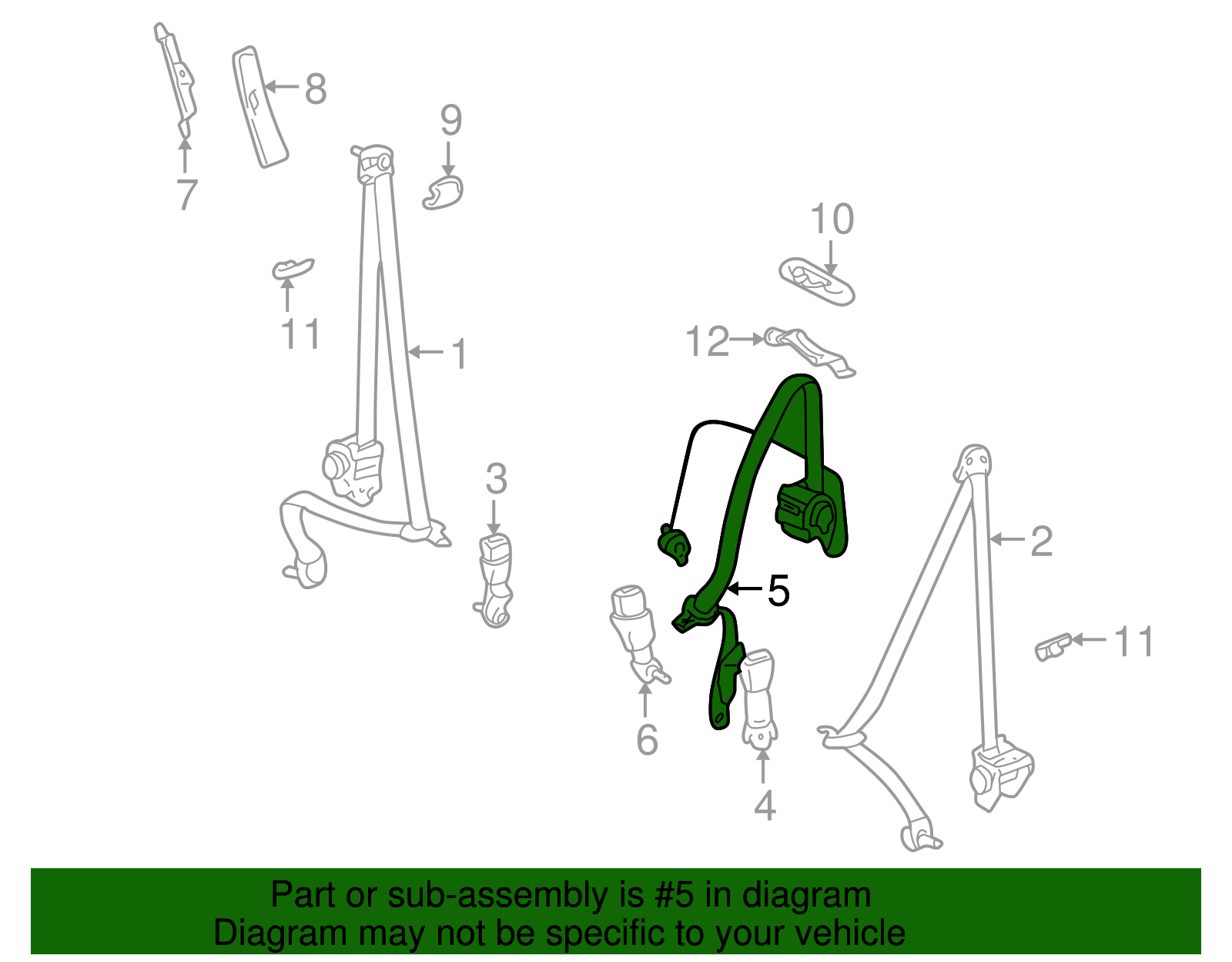 2005-2007 Toyota Sequoia Lap & Shoulder Belt 73301-0C031-E1 | Toyota ...
