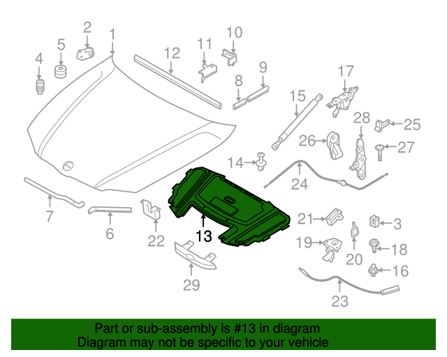 51487059260 - 2006-2012 BMW Hood Insulation Pad (51-48-7-059-260) | BMW ...