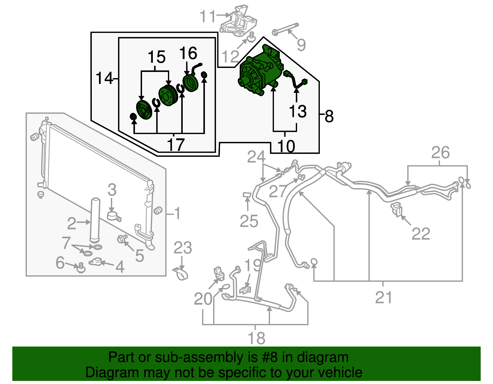 2009-2016 Mitsubishi A/C Compressor 7813B090 | Mitsubishi Parts Warehouse