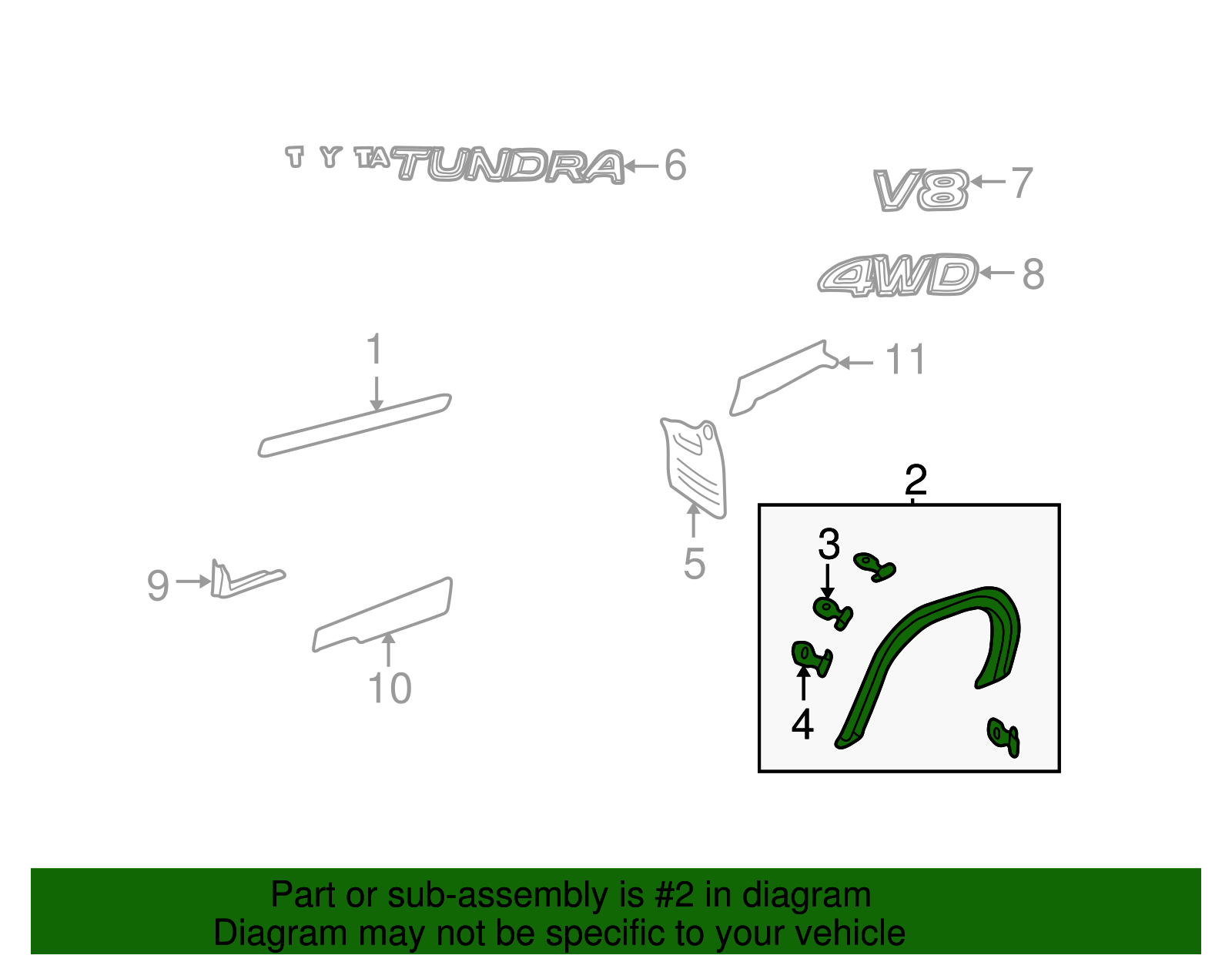 75088-0C010 - 2000-2006 Toyota Tundra - Wheel Opening Molding | Toyota ...