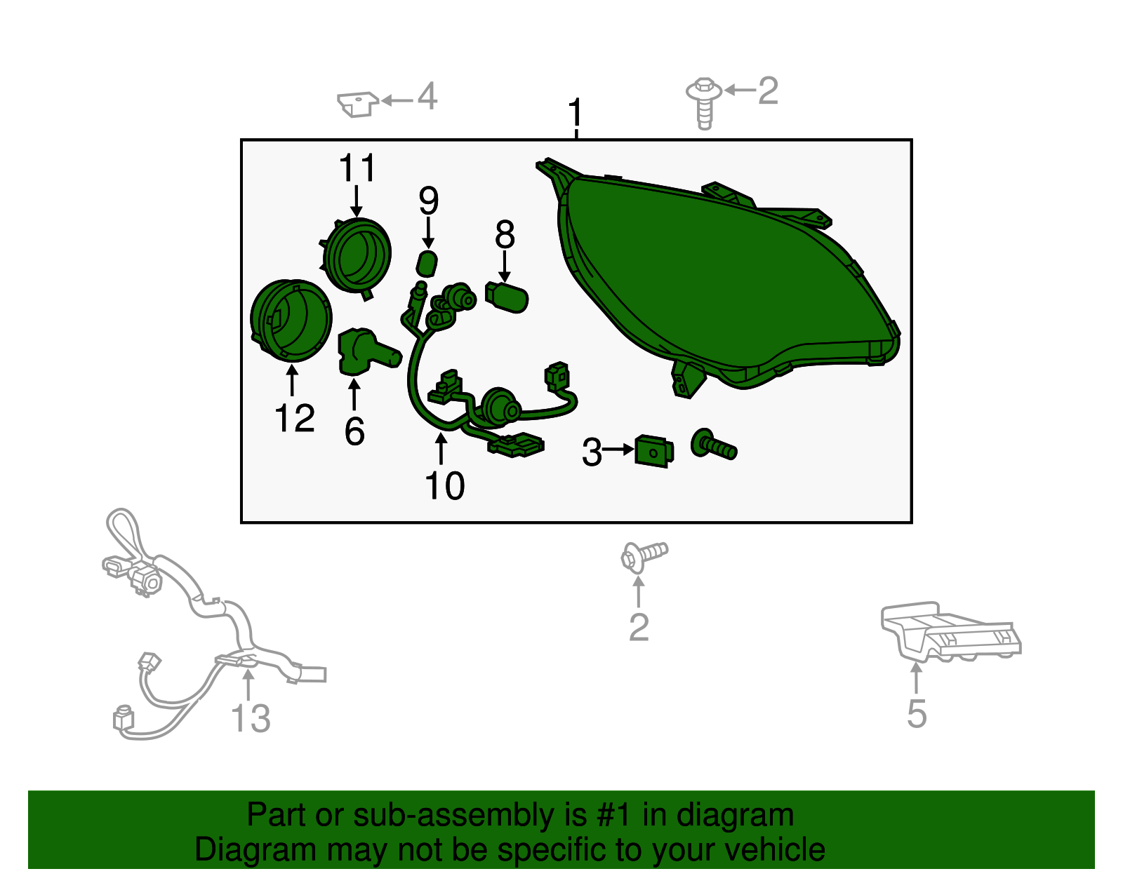 2010-2015 Chevrolet Equinox Driver Side Headlamp Assembly 23308253 GM ...