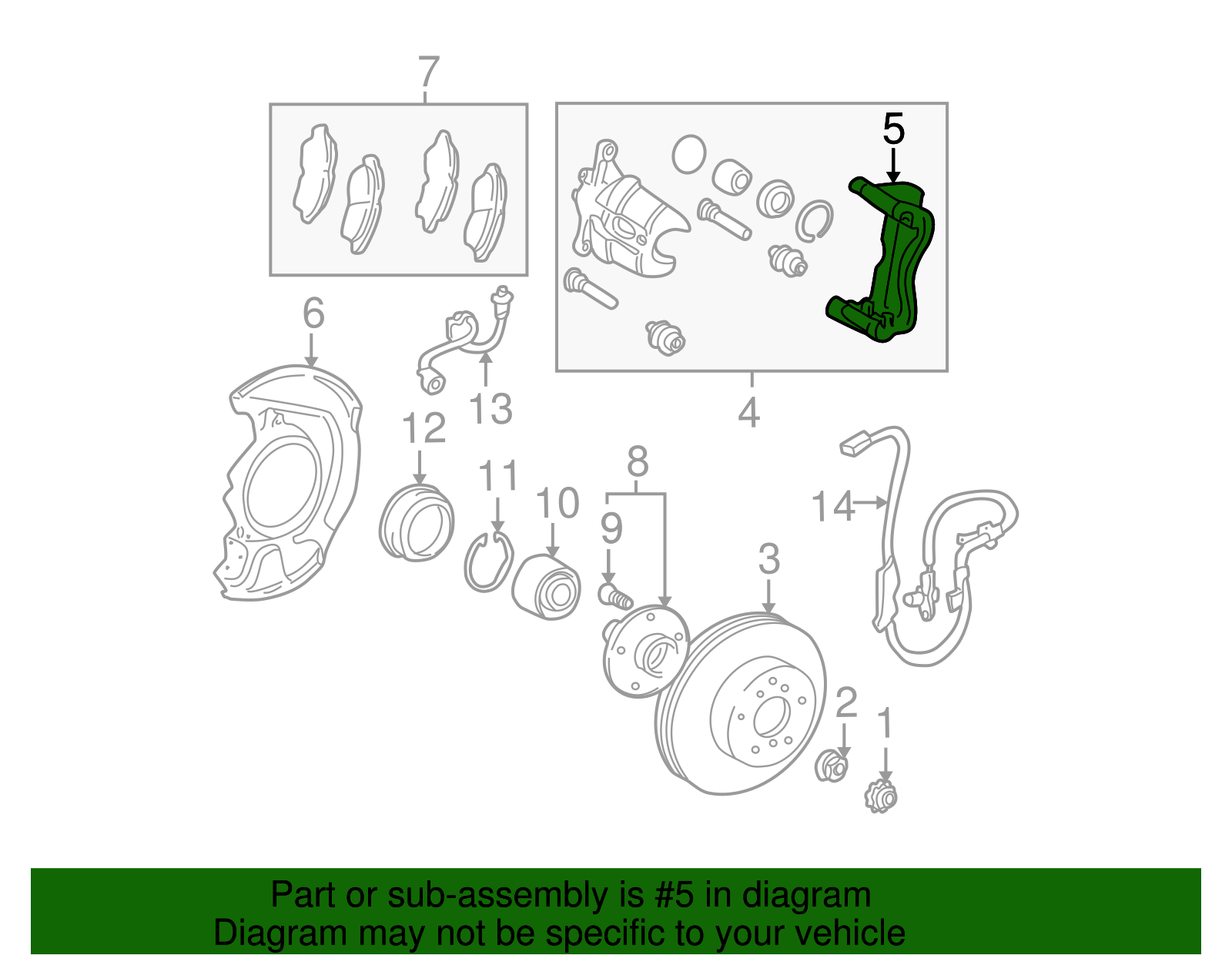 Genuine Toyota Caliper Support part# 47721-33081 for 1997-2004 Toyota ...