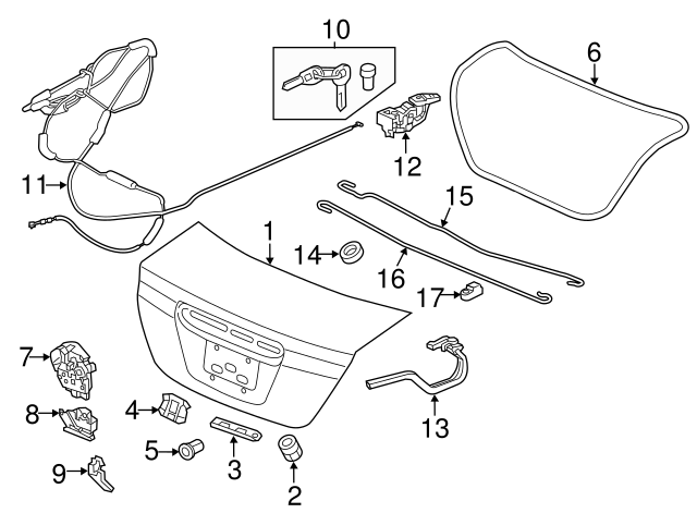 2012 Honda Civic Spring, R Trunk Opener 74871-TR3-A00ZZ | OEM Parts Online