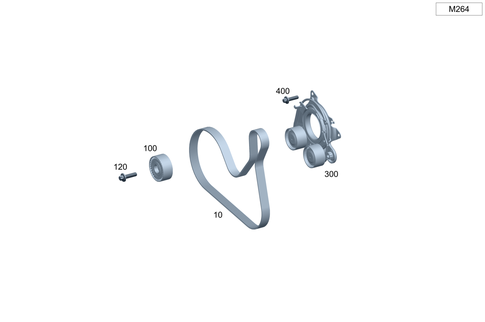 V-Belt, Belt Tensioner, Guide Pulley for 2019 Mercedes-Benz C300 ...