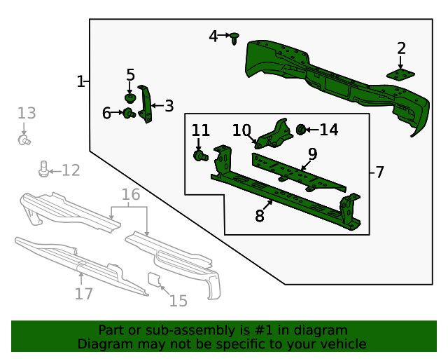 2007-2013 GM Rear Bumper Impact Bar 15140904 | TascaParts.com