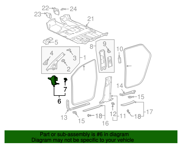 62102-0E010-A0 - Kick Panel Trim - 2004-2009 Lexus | My L Parts