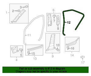 62332-06070-E0 - Weather-Strip On Body - 2007-2011 Toyota Camry | OEM ...