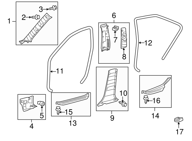 2007-2011 Toyota Camry Lower Center Pillar Trim 62413-06010-B0 | Toyota ...