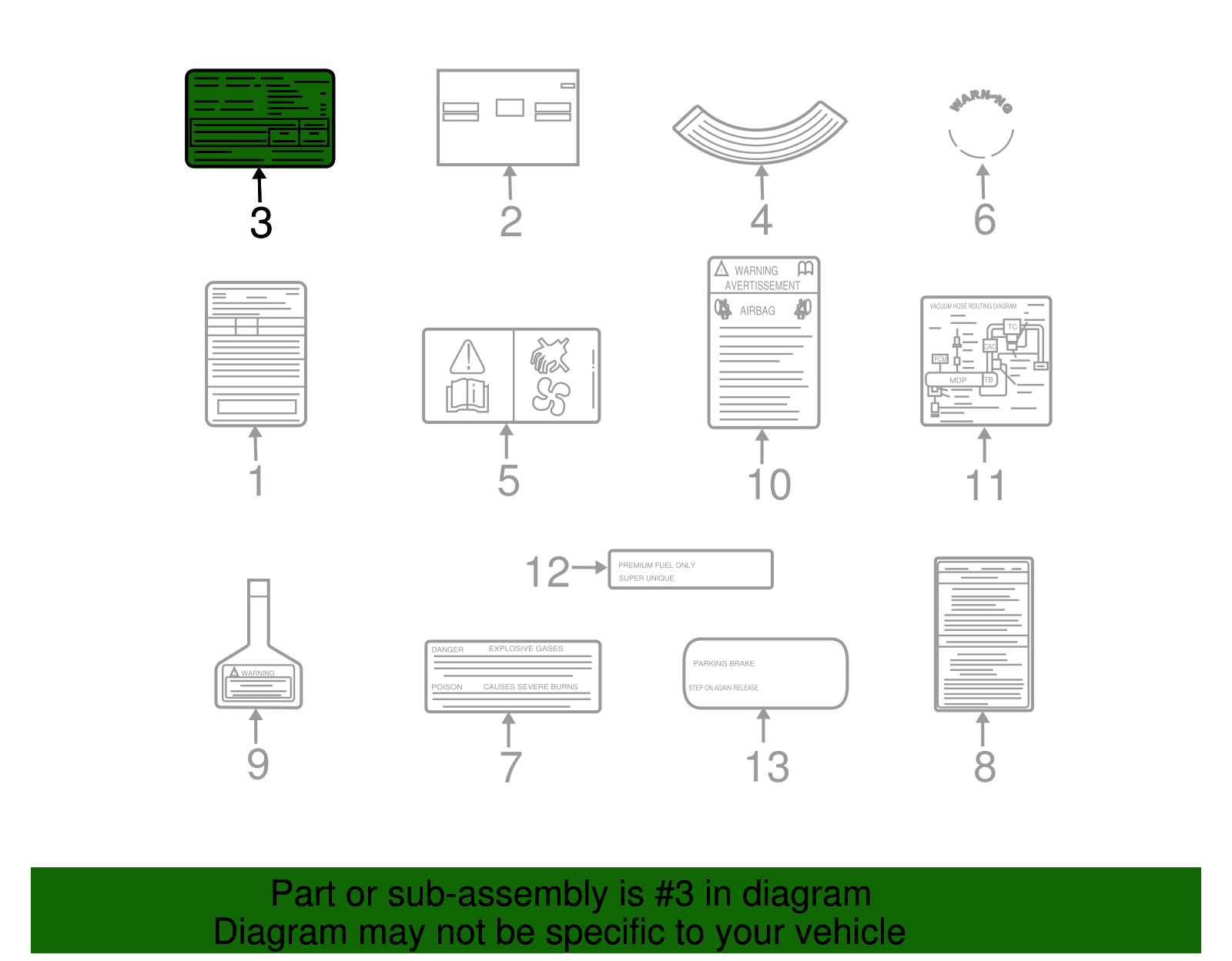 EH48-69-014B - Tire Press Label 2007-2012 Mazda CX-7 | Florida Mazda Parts