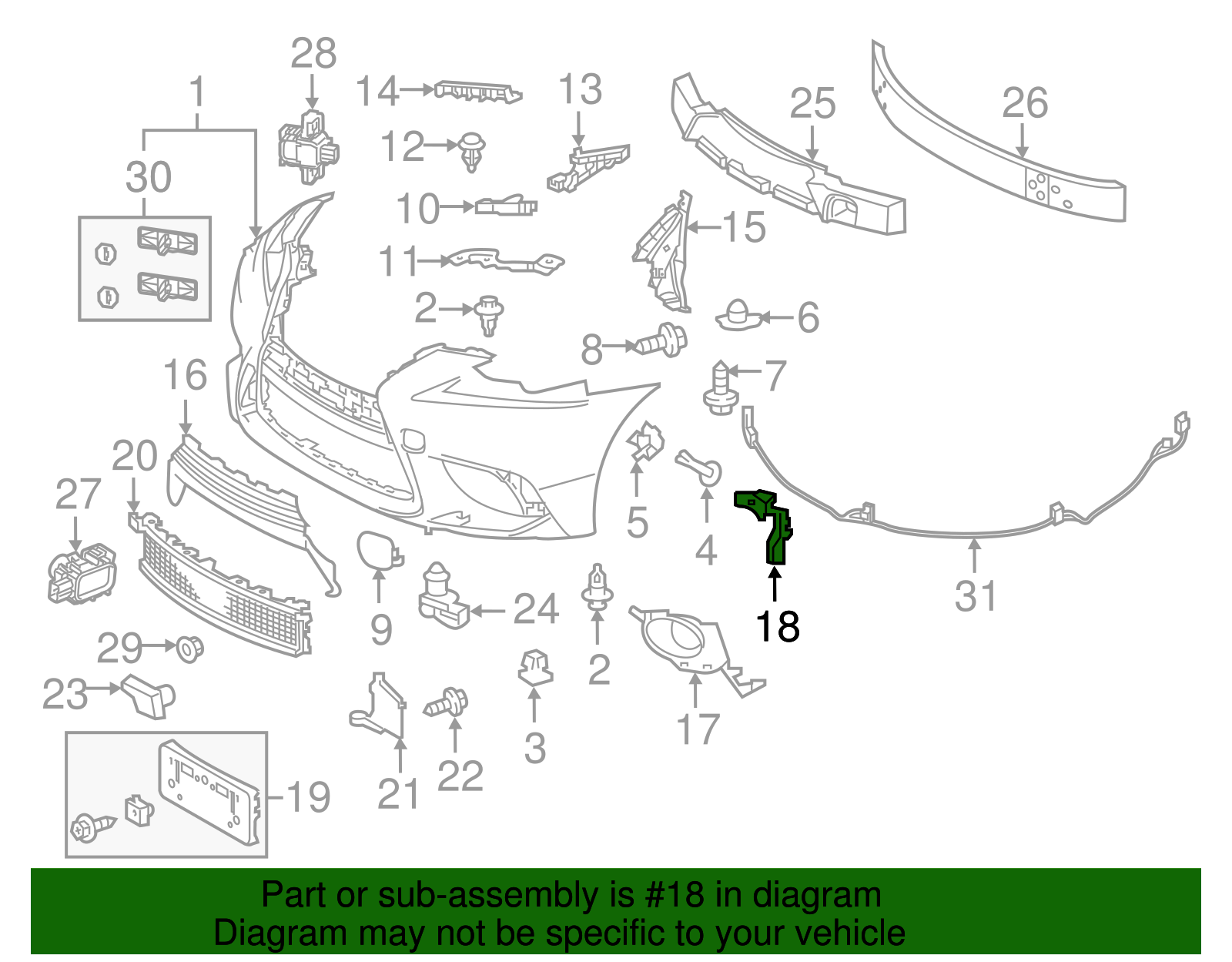 52125-53040 - Lamp Cover Mount Bracket - 2014-2016 Lexus | My L Parts