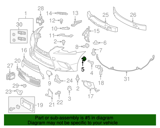 53879-30050 - Bumper Cover Retainer - 2014-2020 Lexus | MyLexusParts