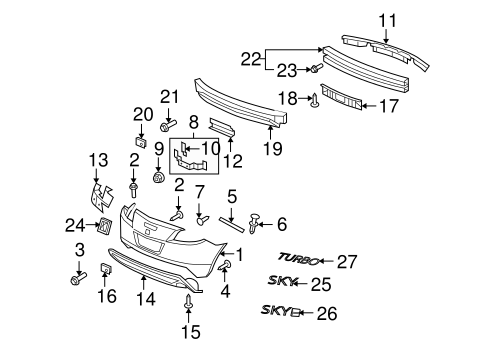 Bumper & Components - Rear for 2008 Saturn Sky | TascaParts.com