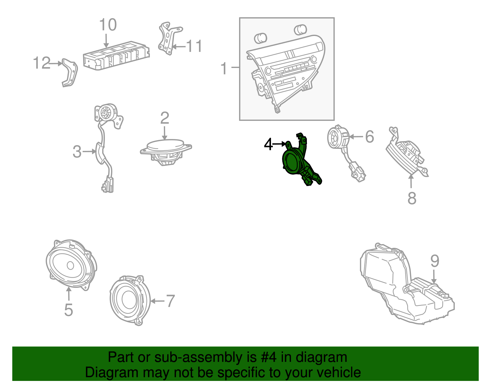 2010-2015 Lexus Front Dr Speaker 86160-0E100 | Retail Performance Auto ...