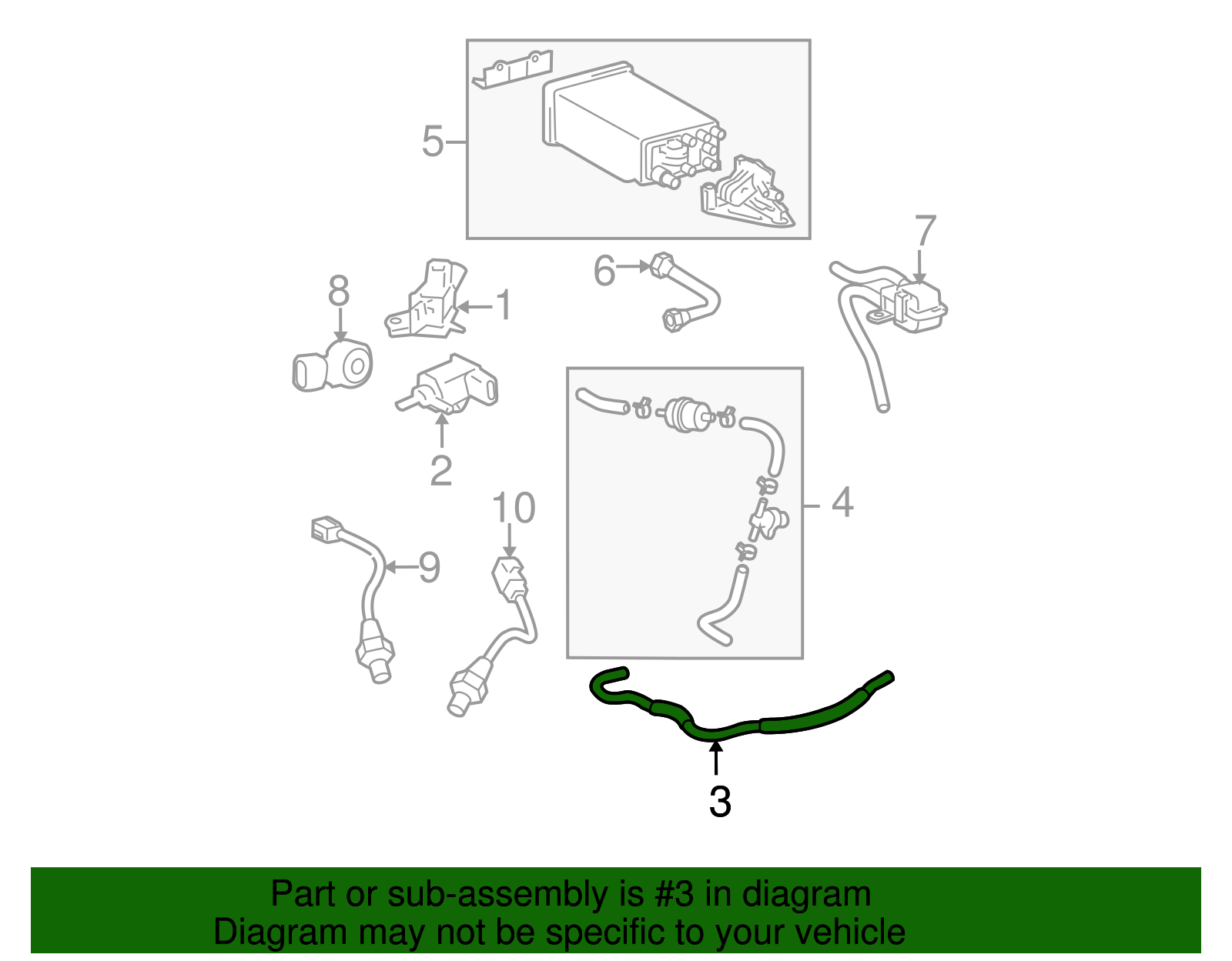 Genuine Toyota Evaporative Emissions System Lines part# 23826-0P010 for ...