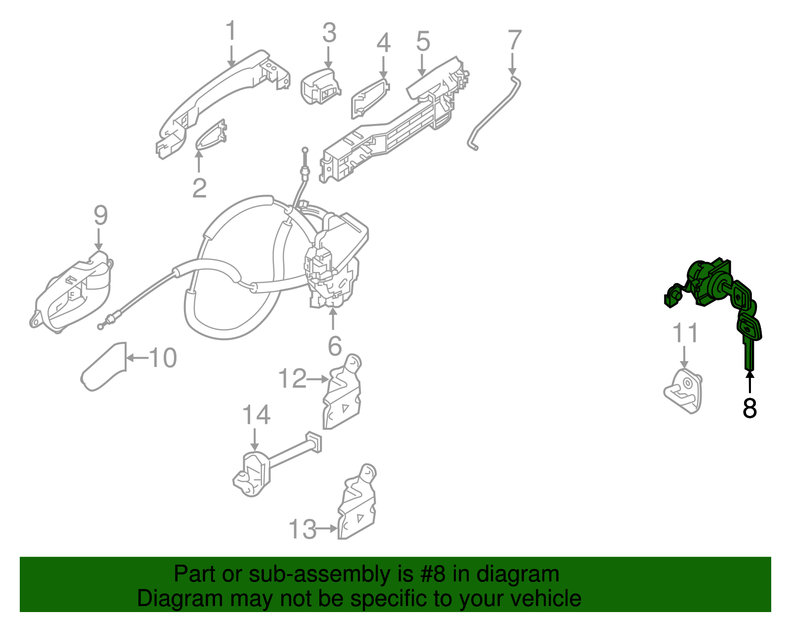 H0601-3TA1A - Lock Cylinder 2013-2025 Nissan | Nissan Parts ...