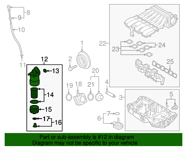2004-2012 Volkswagen Touareg Engine Oil Filter Housing 03H-115-403-J ...