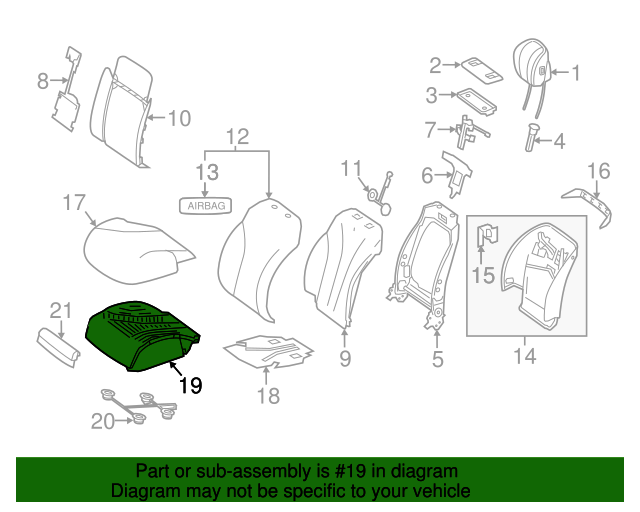 222-910-13-03 - Seat Cushion Pad 2014-2020 Mercedes-Benz | Mercedes ...