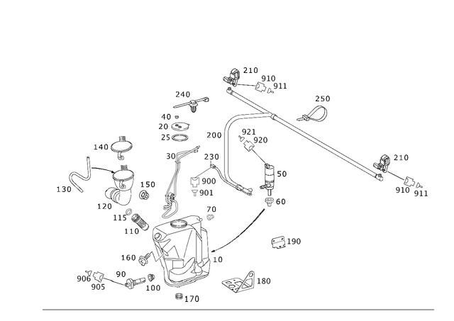 230-860-20-47 - Telescopic Nozzle 1994-2012 Mercedes-Benz | Mercedes ...