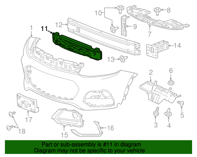 42574995 - Front Bumper Fascia Energy Absorber 2017-2022 Chevrolet Trax ...