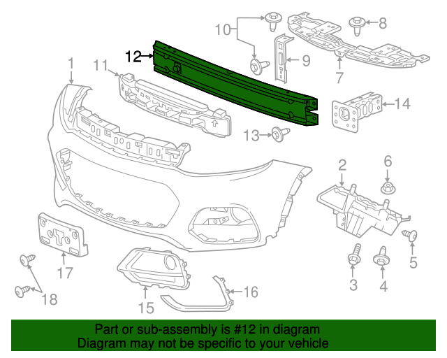 2013-2022 GM Front Bumper Impact Bar 95942501 GM | GMPartsDirect.com
