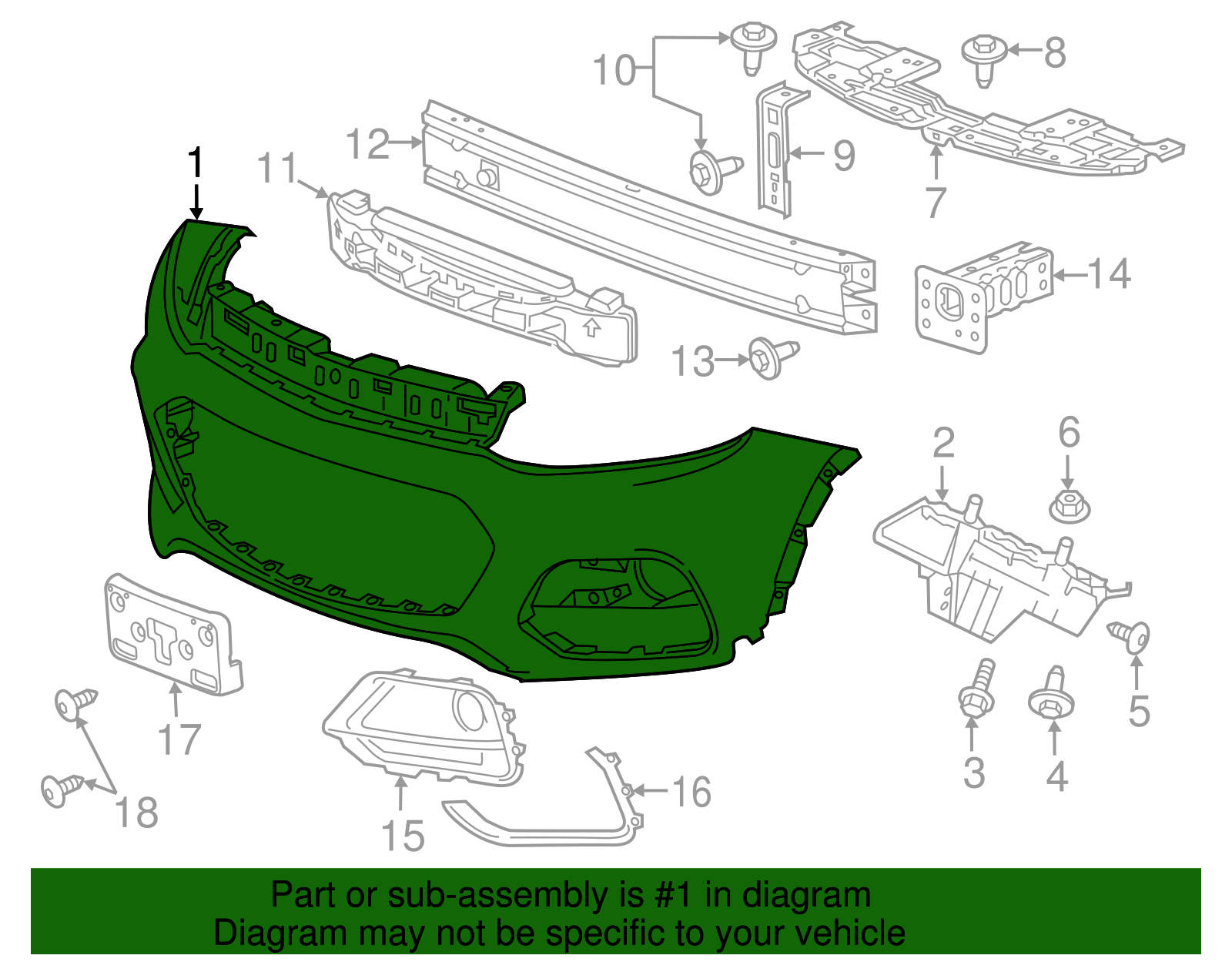 2017-2020 Chevrolet Trax Front Upper Bumper Cover 42537718 GM ...