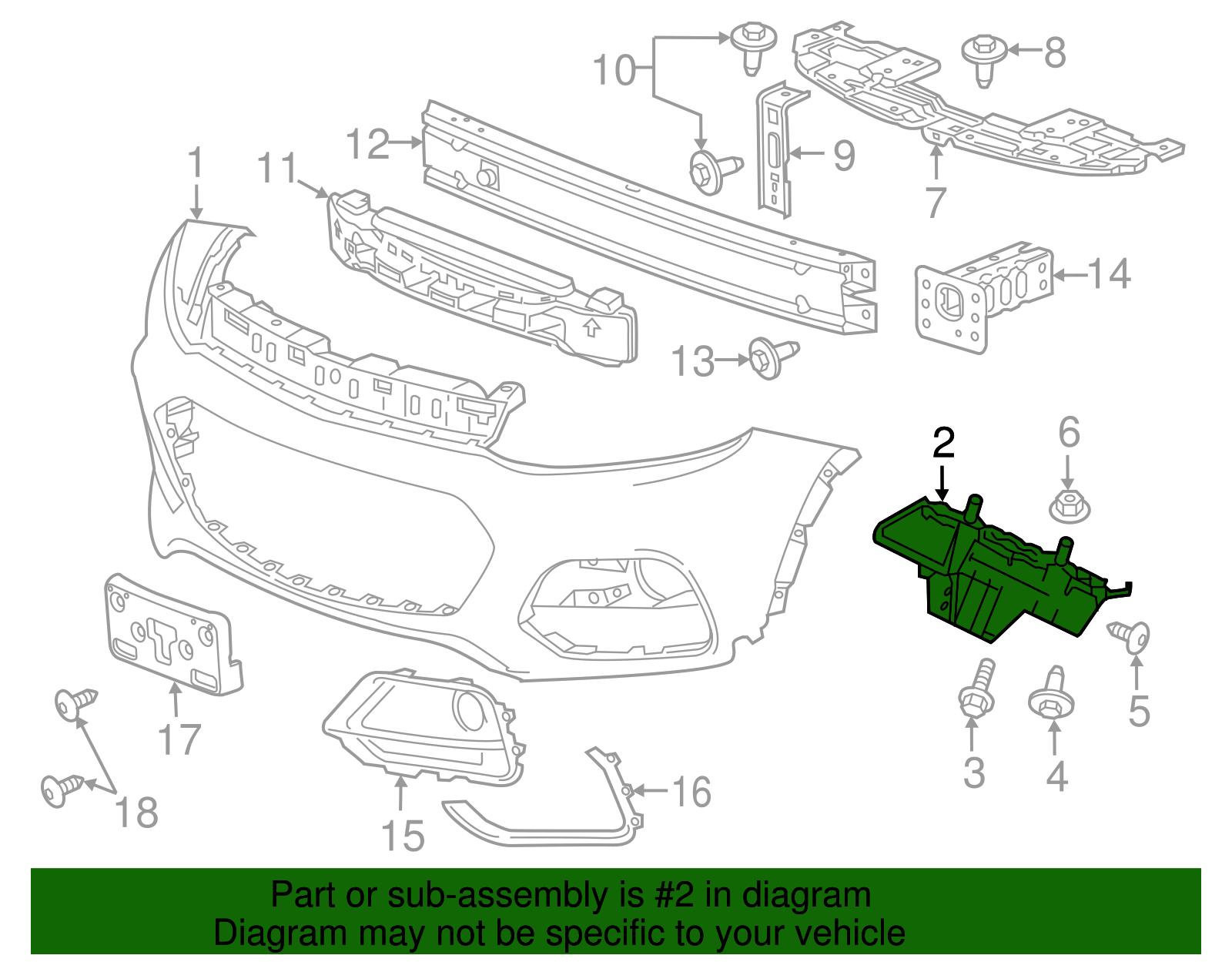 2017-2022 Chevrolet Trax Front Driver Side Bumper Fascia Guide 42566652 ...