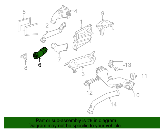 164-505-23-61 - Engine Air Intake Hose 2007-2012 Mercedes-Benz ...