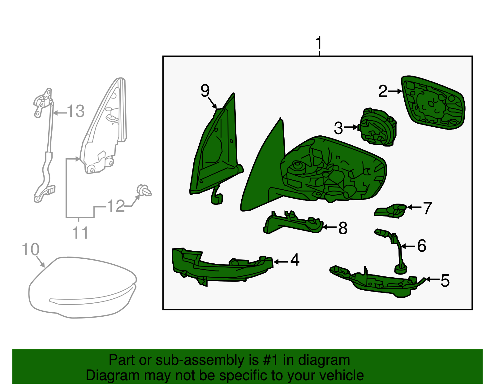 2017-2023 Nissan Mirror Assembly 96302-6MA2B | My Nissan Part